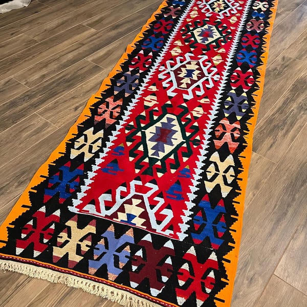 Green Kilim Rug, 60 X 108, Vintage Turkish Kilim Rug, Area Rug, Kilim ...