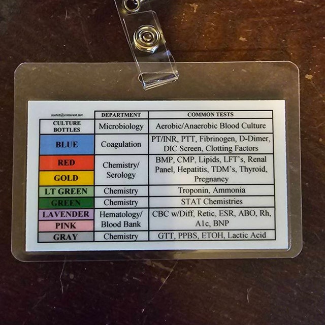 Phlebotomy Gifts Phlebotomy Order Of Draw Badge Card - Essential Cheat ...