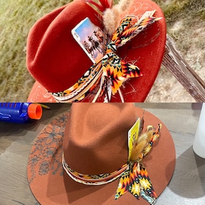 Custom Hand Burned Hat Hand Burned Wide Brim Hat Custom Branded Hat ...