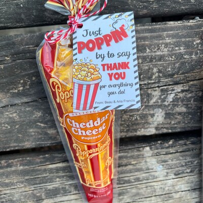 Popcorn Appreciation Gift Tag,just Poppin by to Say Thank You Gift Tag ...