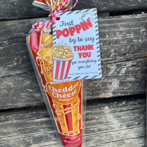Popcorn Appreciation Gift Tag,just Poppin by to Say Thank You Gift Tag ...