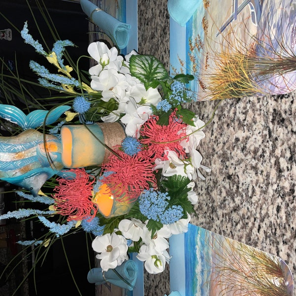 Beach Decor, Fish Decor, Beach Centerpiece, Nautical Centerpiece, Large ...