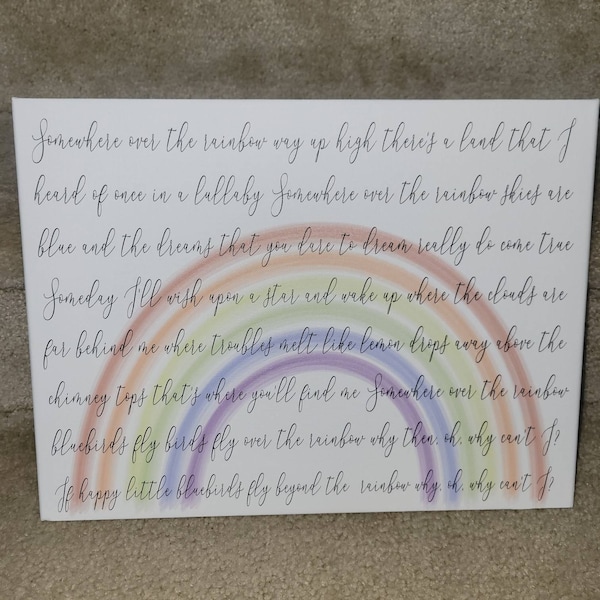Somewhere Over the Rainbow Canvas Wall Art, Kids Room Decor, Playroom ...