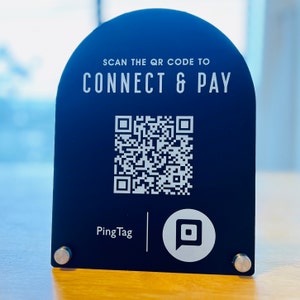 Arched QR Code Social Media Sign 6x7.75 Scannable Table Desk Signage ...