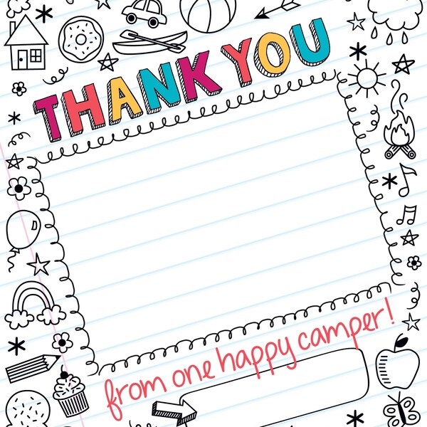 Summer Camp Thank You Card Printable - Camp Counselor Gift Card Holder ...