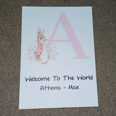 Peter the Rabbit Christening PNG, Pink Christening Design, Christening ...