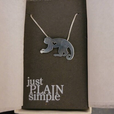Tiny Capuchin Monkey, Sterling Silver Hand Cut Wildlife Pendant and ...