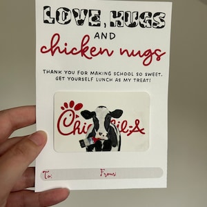 Printable Chick-fil-a Gift Card Holder, Teacher Thank You (PDF) - Etsy