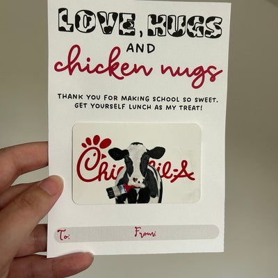 Printable Chickfila Gift Card Holder, Teacher Thank You Gift, Teacher ...