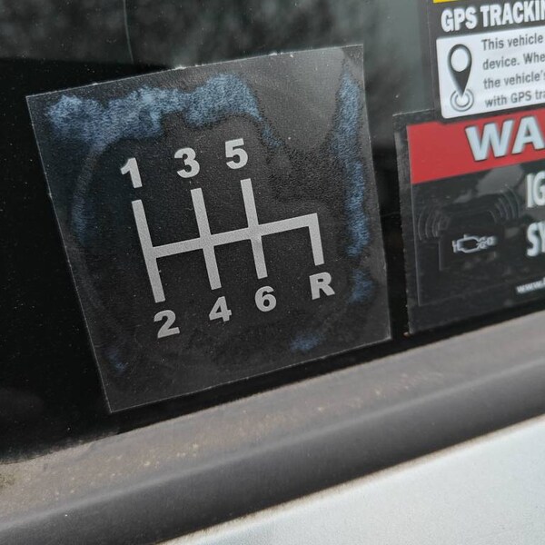 6 Speed Manuel Stick Shift Gear Pattern Vinyl Decal Sticker Laptop ...