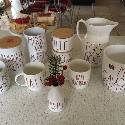 Full Sheet of Christmas Themed Rae Dunn Inspired Decals Free Shipping W ...