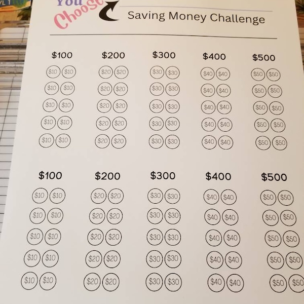 Custom Savings Challenge Printable for Saving 3000 Dollars for 3k ...