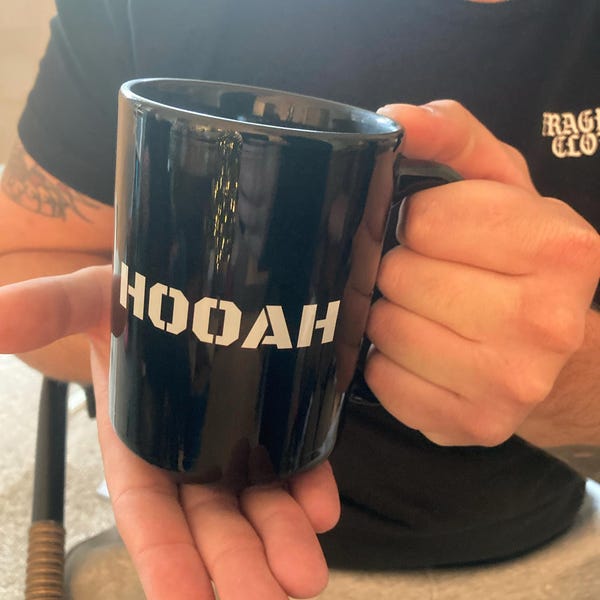 Hooah Coffee Mug, Army Battle Cry, Army Graduation Gift, Army Dad ...