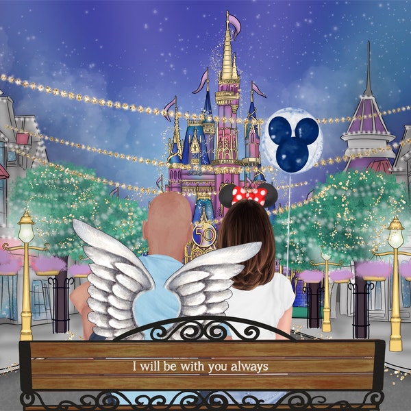 Custom Disney Inspired Portrait, Personalized Print for Family, Friends ...