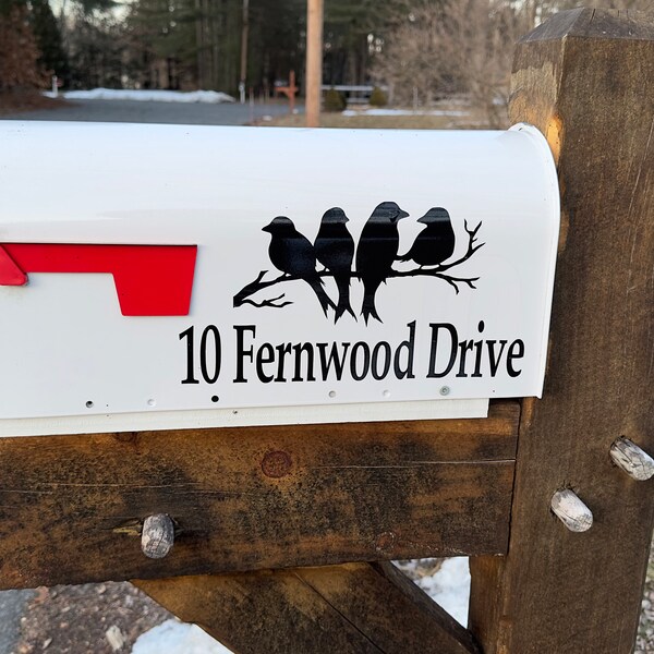 Birds Mailbox Decal, Bird Custom Mailbox Decal, Bird Address Decal ...