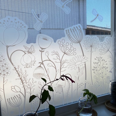 Floral Window Decal by Dizzy Duck Frosted Privacy Window Film Custom ...