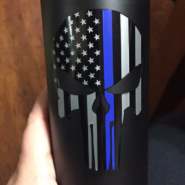 American Flag Skull - JPG Image & SVG DXF Cut - Thin Blue Line Mask ...