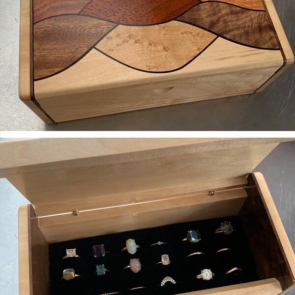 Solid Brazilian Garapa Wood, Wooden Box With Hinged Lid, Unique Wood ...