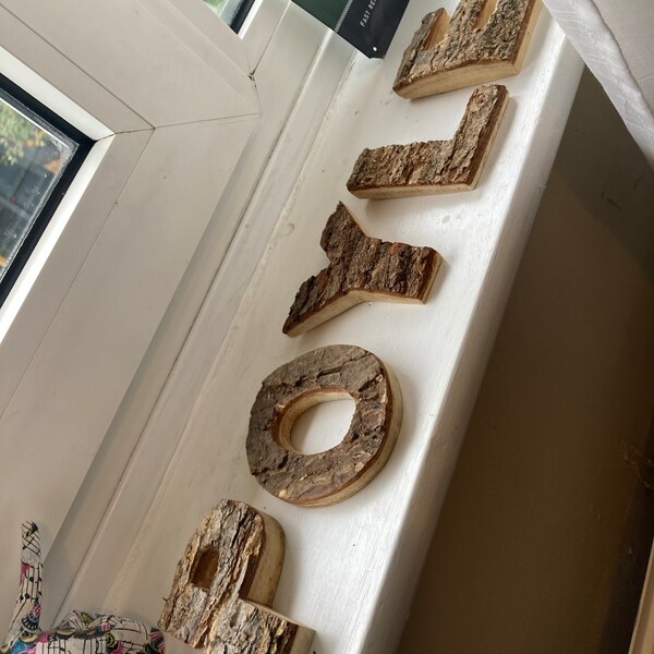 Rustic Bark Wooden Tree Trunk Letters Alphabet A-Z, Wood Wall Hanging ...