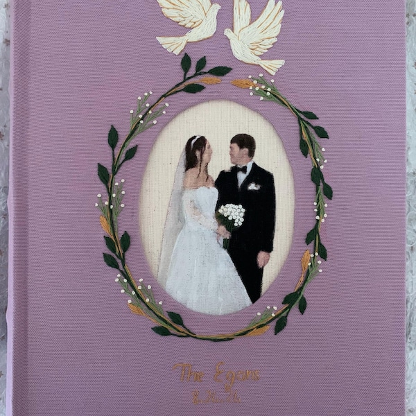 Embroidered Notebook With the Hydrangea and Pink Rose, Book ...
