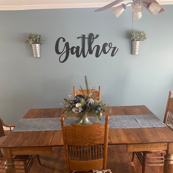 Rustic Gather Word Sign Farmhouse Metal Wall Art for Housewarming ...