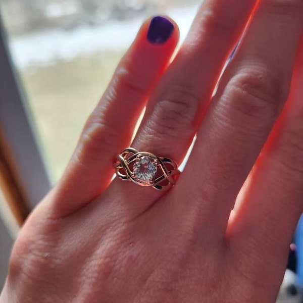 Princess Cut Diamond Lotus Engagement Ring 14k White Gold IGI Certified ...