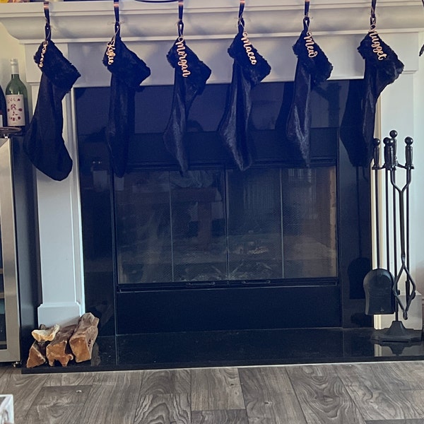 Gothic Christmas Stocking Black Velvet With Red Detailing Holiday Home ...