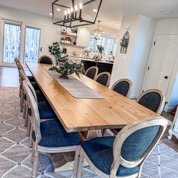 Maple Farmhouse Table, Custom Maple Hardwood Table, Farm Table With Breadboard Ends, Large ...