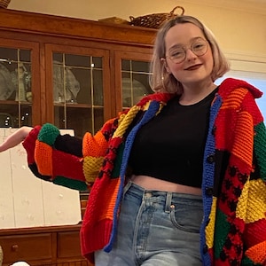 Harry Styles Inspired Cardigan Colour Block Patchwork | Etsy