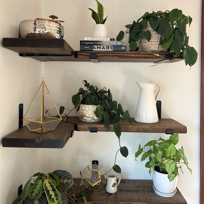 Long Rustic Floating Shelf, Farmhouse Rustic Shelve, Wood and Pipe ...