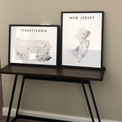 New Jersey Map Print, State Road Map Print, NJ USA United States Map ...