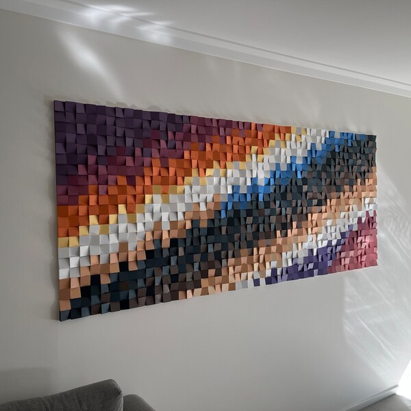 Japandi Wood Wall Art Decor sakura, Reclaimed Wood Wall Sound Diffuser ...