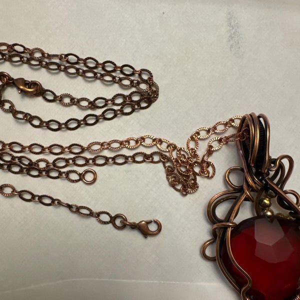 Red Flash Labradorite Gemstone Pendant Copper Wire Wrapped Pendant ...