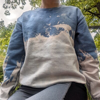 Hand Painted Black and White Crewneck Sweatshirt, Two Sided Design ...