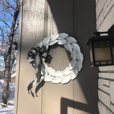 White Metal Wreath, Metal Wreath, Farmhouse Wreath, Vintage Wreath ...