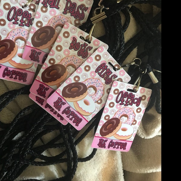 Donuts Theme Classroom Hall Passes for Teachers, Personalized, Set of ...