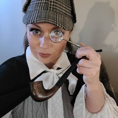 Black Victorian Steampunk Sherlock Holmes Dickens Costume Cloak Cape ...