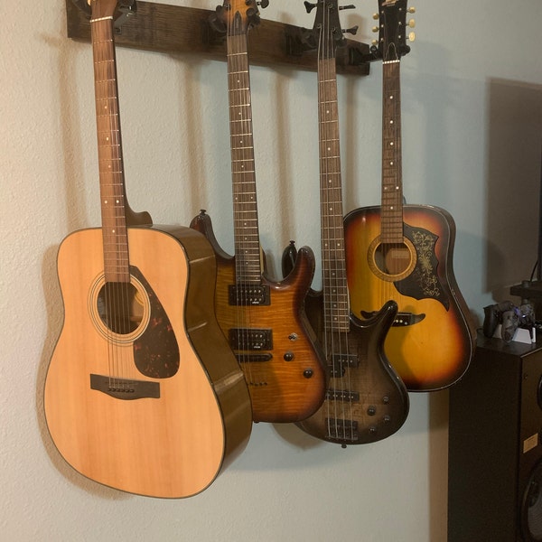 Four Guitar Hanger Made From Whiskey Barrel | 4 Guitar Holder/wall ...