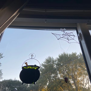 Spider Stained Glass Window Hangings Halloween Decor Indoor - Etsy