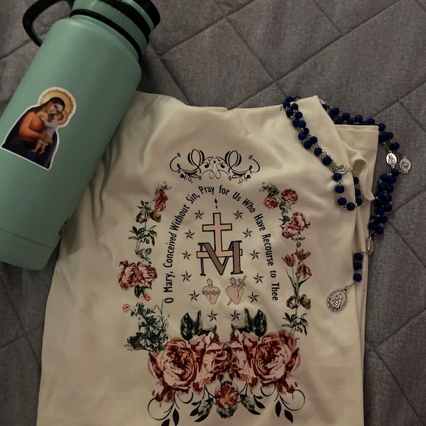 Marian Catholic T-shirt, Virgin Mary T-shirt, Catholic Gifts for Women ...