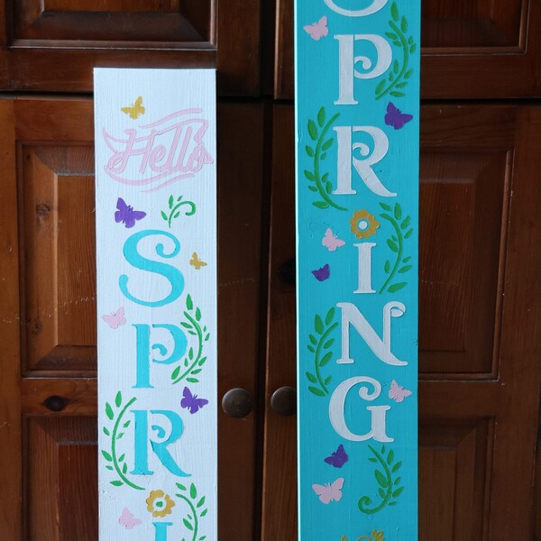 Hello Spring Stencil With Butterflies - Large Reusable Mylar Stencil ...