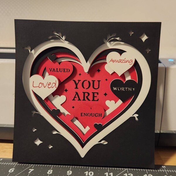 3D Heart of Love Shadow Box With Custom Words, Valentines Day Heart ...