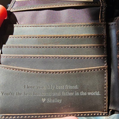 Personalized Leather RFID Wallet Engraved Genuine Leather Custom Wallet ...