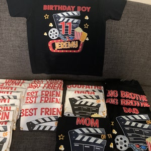 Movie Theme Birthday Shirts Movie Theme Birthday Shirt Matching ...