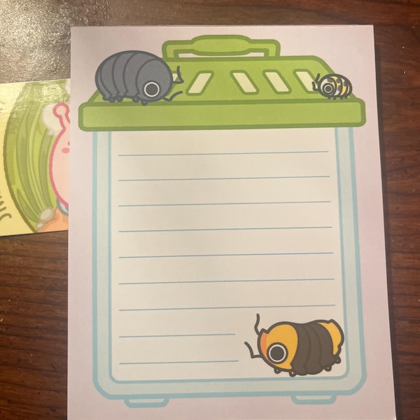 Cute Isopod Bug Keeper Memo Pad, Kawaii Cute Memo Pad, Forest Insect ...
