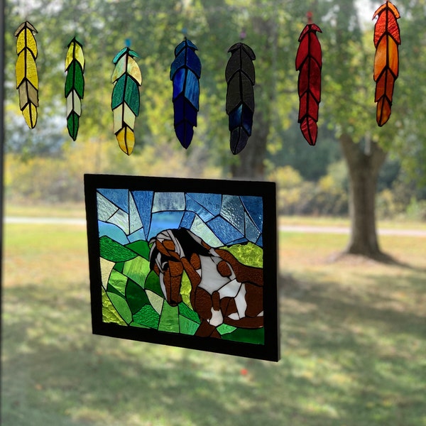 Stained Glass Mosaic Columbines Window Suncatcher - Etsy