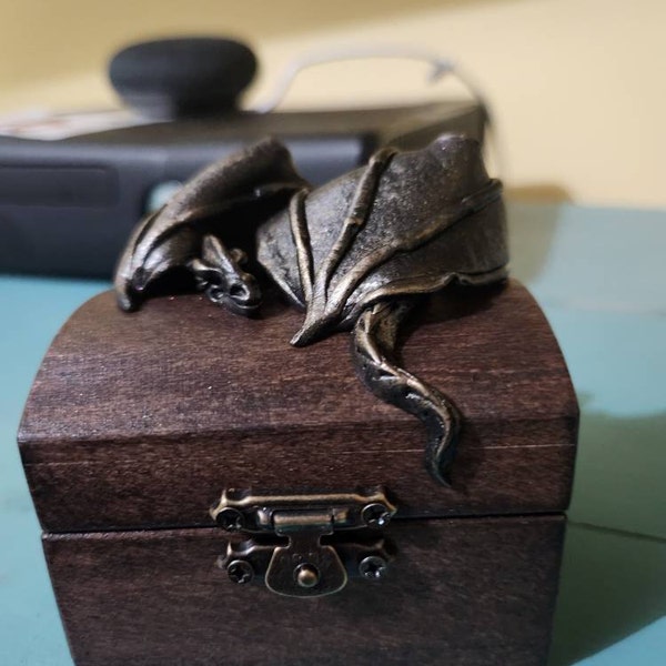 Bronze Dragon Box Wooden Wedding Box for Rings Proposal Box Ring ...