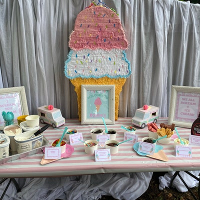 Ice Cream Party Photo Booth Props, DIGITAL Birthday Party Props ...
