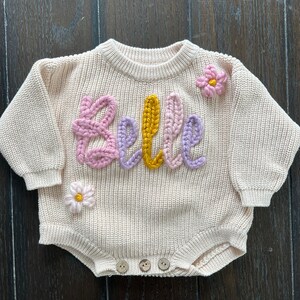 Custom Big Sis Lil Sis Sweaters Matching Sibling Sweaters for Toddlers Hand Embroidered Sweaters ...