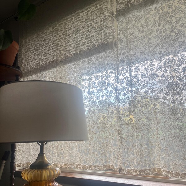 Pink and White Floral Printed Cotton Curtain, Ruffle Princess Coquette ...